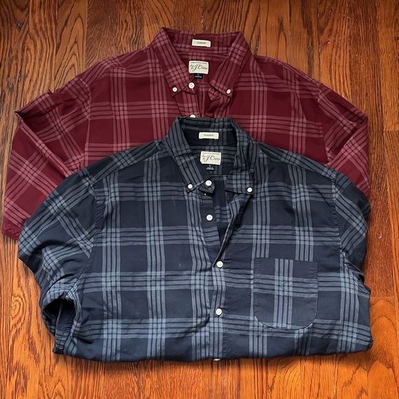 J. Crew | Shirts | Jcrew Bundle Of 2 Mens Navy And Burgundy Plaid Shirts Size Large Classic Fit ...